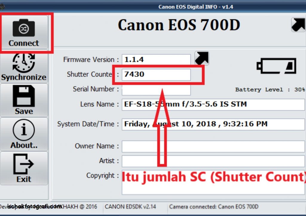 Cara Cek Shutter Count Canon - Ischak Fotografi